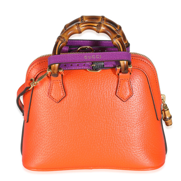 Gucci | Bags | Gucci Orange Textured Dollar Calfskin Mini Diana Dome ...
